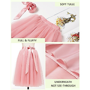 Black Tulle Skirt for Women 6 Layers Elastic Waistband Prom Party Dress Black S