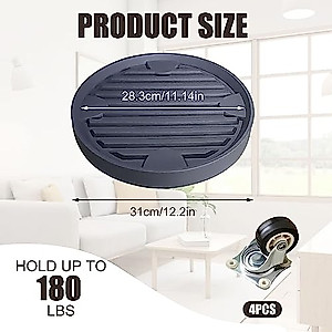 2Pack Plant Caddy with Wheel, 360°Plant Pallet Caddy with 4 Invisible Wheels, Heavy Duty Plant Trolley with Casters Outdoor Planter Stand Load Capacity 180 lbs, 12Inch (Grey)