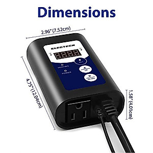 ELECTECK Heat Mat Thermostat, Digital Controller for Seed Germination, Reptiles and Brewing, 41°F to 108 °F/ 5℃ to 42℃, 8.3A, 1000W, Black