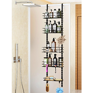 Elbourn Over The Door Shower Caddy, Adjustable Hanging Shower Organizer, Shampoo Rack Bathroom Storage - 5 Shelves