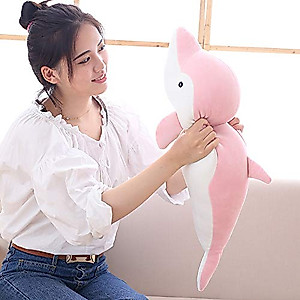 COSGOO Soft Dolphin Plush Hugging Pillow Cute Dolphin Stuffed Animal Plushies Dolphin Doll Toy Kids Stuffy Animie Dolphin Plush Toys for Birthday, Valentine, Christmas... (Pink)…