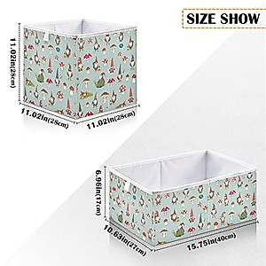 Wudan Fairytale Gnome Dwarf Elf Doodle Storage Basket Bin Foldable Storage Box Hamper Dog Toy Bin for Pillows Nursery Home Closet Organizing Deco
