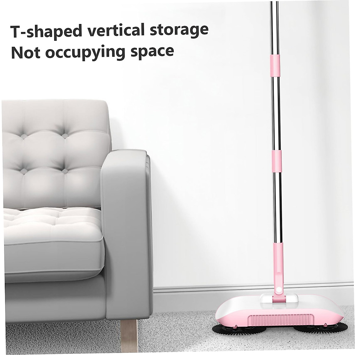 Carpet Sweeper Manual, 2 in 1 180 Degree Rotating Hand Push Sweeper, Manual Vacuum Sweeper, Sweeping Mop Crumb Sweeper for Carpet Floor Clean(Pink)
