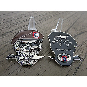 Oneworldtreasures United States Army 82nd Airborne Division Beret Skull Death from Above Challenge Coin