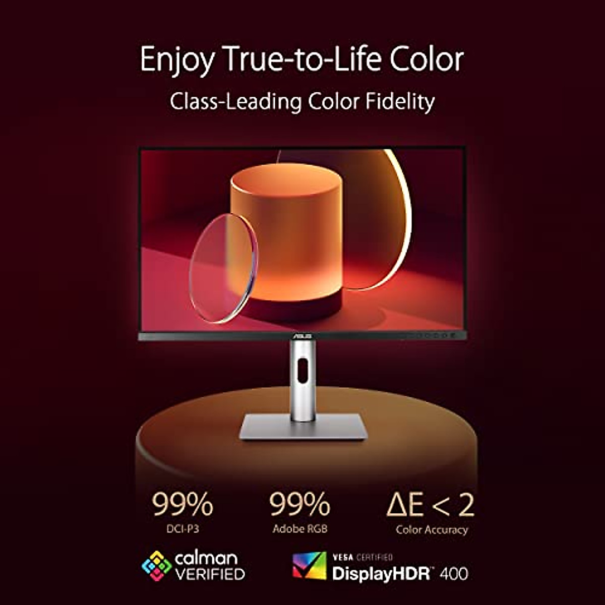 ASUS ProArt Display 27” 4K HDR Professional Monitor (PA279CRV) - IPS, UHD (3840 x 2160), 99% DCI-P3/Adobe RGB, ΔE < 2, Calman Verified, USB-C PD 96W, DisplayPort, Daisy-Chain, Height Adjustable