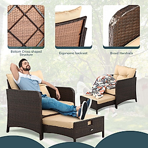 Patio Furniture Sets 5 Piece, Patio Conversation Sets, Outdoor Wicker Patio Furniture Set, Outdoor Patio Furniture, PE Rattan Patio Furniture, Porch Furniture Set, Patio Furniture with Ottoman