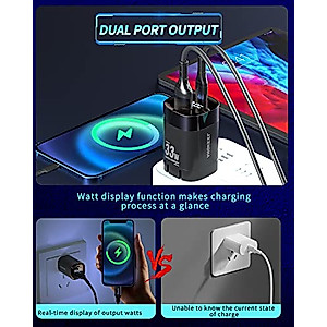 33W USB C Wall Charger GaN PD/QC 30W PPS Super Fast Charging Block with Watt Display& Foldable Plug Type-C Port Power Adapter for iPhone 14/13/12, Samsung S22/S21/S20, Pixel 7/6, iPad Pro/Air and More