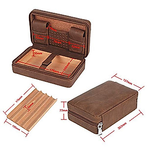 Galiner Travel Cigar Humidor Leather Case with Humidity Packs Bag Portable Cedar Wood Leather Case Holder 4 Cigars, Pockets for Cigars Lighter Cutter, Black Gift Box