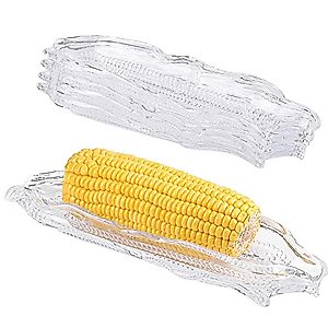 Ruisita 6 Pack Transparent Corn Trays Plastic Cob Dinnerware Corn Dishes Service Tray