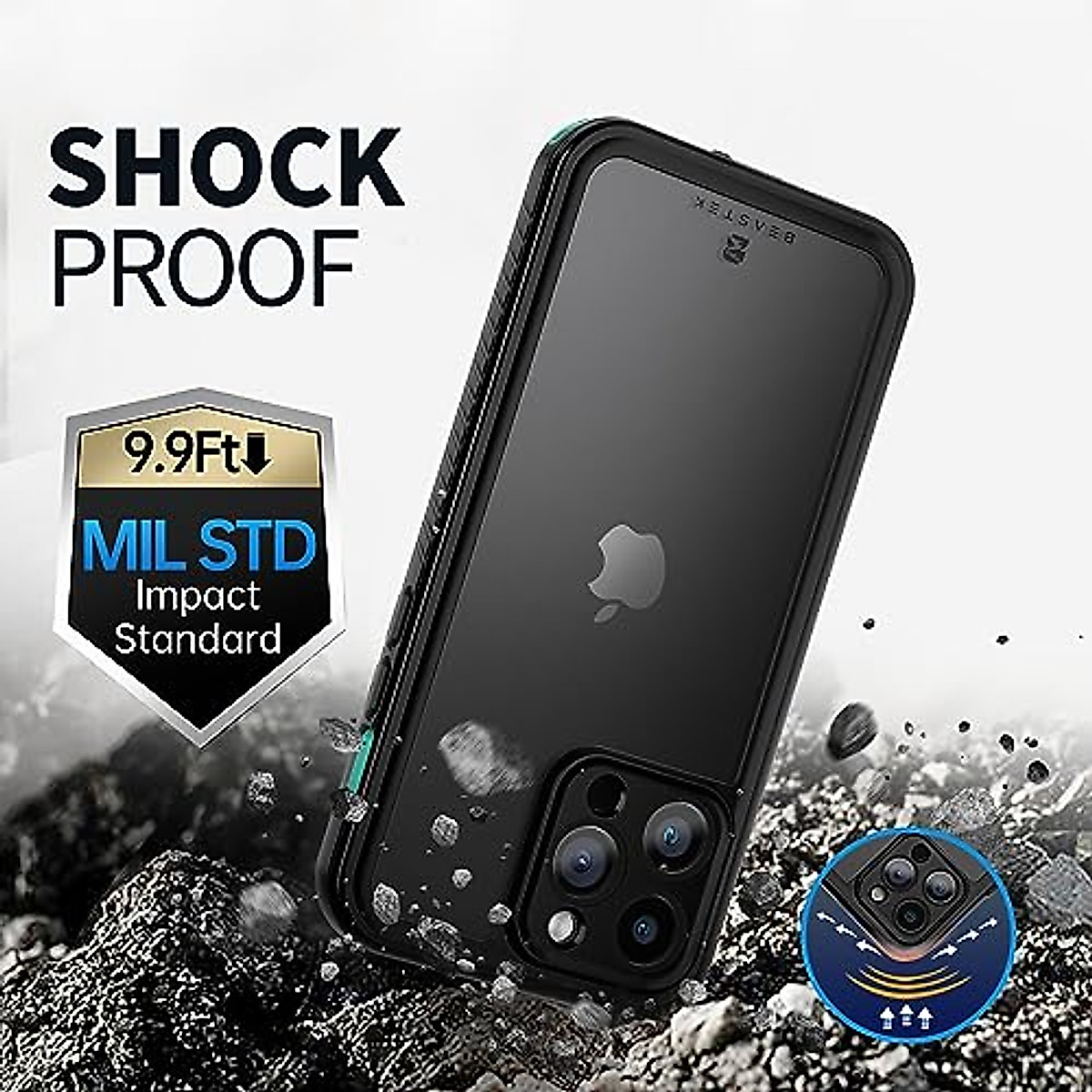 BEASTEK iPhone 14 Pro Max Waterproof Case, Underwater Shockproof Dustproof Case, FSN Series with Built-in Screen Protector with Protective Clear Back Cover, for Apple iPhone 14 Pro Max (6.7'') (Teal)