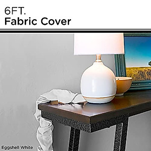Cordinate Fabric Cord Cover, 6 ft, Hides Cables, Great for Lamps, Light Fixtures, and Desks, Cable Management, Easy Installation, Eggshell White, 40723