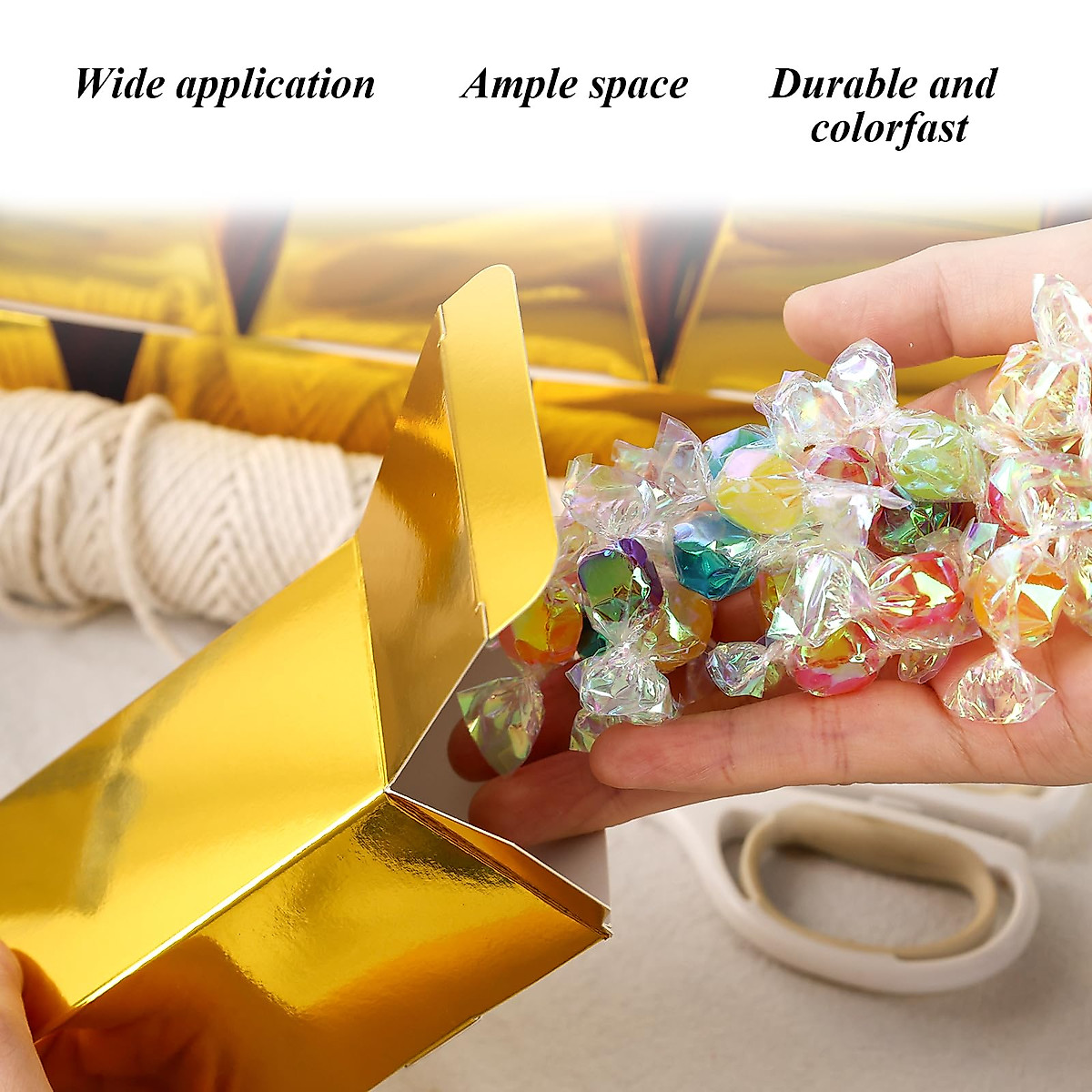 JOHOUSE 24PCS Fake Gold Bar Boxes, 5.5" x 3.2" x 1.6" Golden Brick Chocolate Box Treat Box Party Favor Box for Chocolates Coins Party Decorations Candy Treats