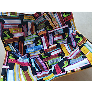 Bookworm Microwave Bowl Cozy Books Library Librarian Bibliophile Reversible Microwave Soup Bowl Holder Handmade Housewarming Hostess Gifts Under 10