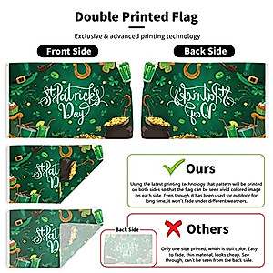 Probsin St Patricks Day Flags 3x5 Ft Double Printed Shamrocks Hat Gold Coins Backdrop Irish Holiday Decorations Ireland Party Supplies Wall Decor for Outdoor Indoor Garden Home House Garage Gift