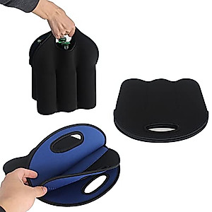 FRRIOTN 6 Pack Bottle Carrier, Insulated Neoprene Beer Bottle Holder for Travel, Keeps Drinks Cold with Secure Carry Handle, Gift for Men (Black-Blue)