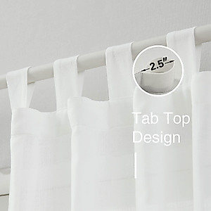 Hoydumuia White Linen Curtains 84 Inch Length, Tab Top Curtains 2 Panels Set, Light Filtering Semi Sheer Linen Drapes, High Woven Linen Blended Curtains for Living Room, Bedroom, Farmhouse 52x84 Long