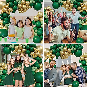 151pcs Green and Gold Balloon Arch Kit, Emerald Forest Hunter Dark Green Metallic Gold Sage Green Balloons for Birthday, Baby Shower, Gender Reveal, Anniversary, Wedding, Jungle Ball Party Decorations