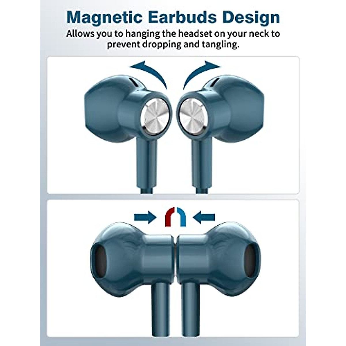 USB C Headphone for Samsung S23 Ultra 5G Z Flip 5 Fold 4,Type C Earphone Magnetic Earbuds Digital DAC Wired Earphone Microphone for Android Galaxy S22 S21 FE A54 A53 Google Pixel 7 Pro 7A 6A Lake Blue