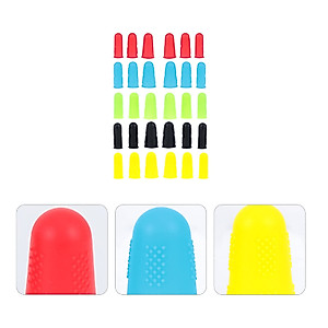 Healeved 30pcs Finger Protector Silicone Glue Skin Cap Finger Sleeve Finger Covers Silicone Finger Tip Accessories Thimbles for Hand Sewing Craft Silica Gel Man Support Package Finger Guard
