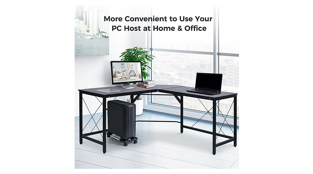Hmseng Adjustable Mobile Computer Tower Stand