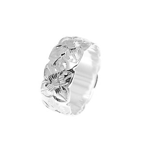 Arthur's Jewelry 925 sterling silver Hawaiian plumeria flower all around 8mm band ring size 12