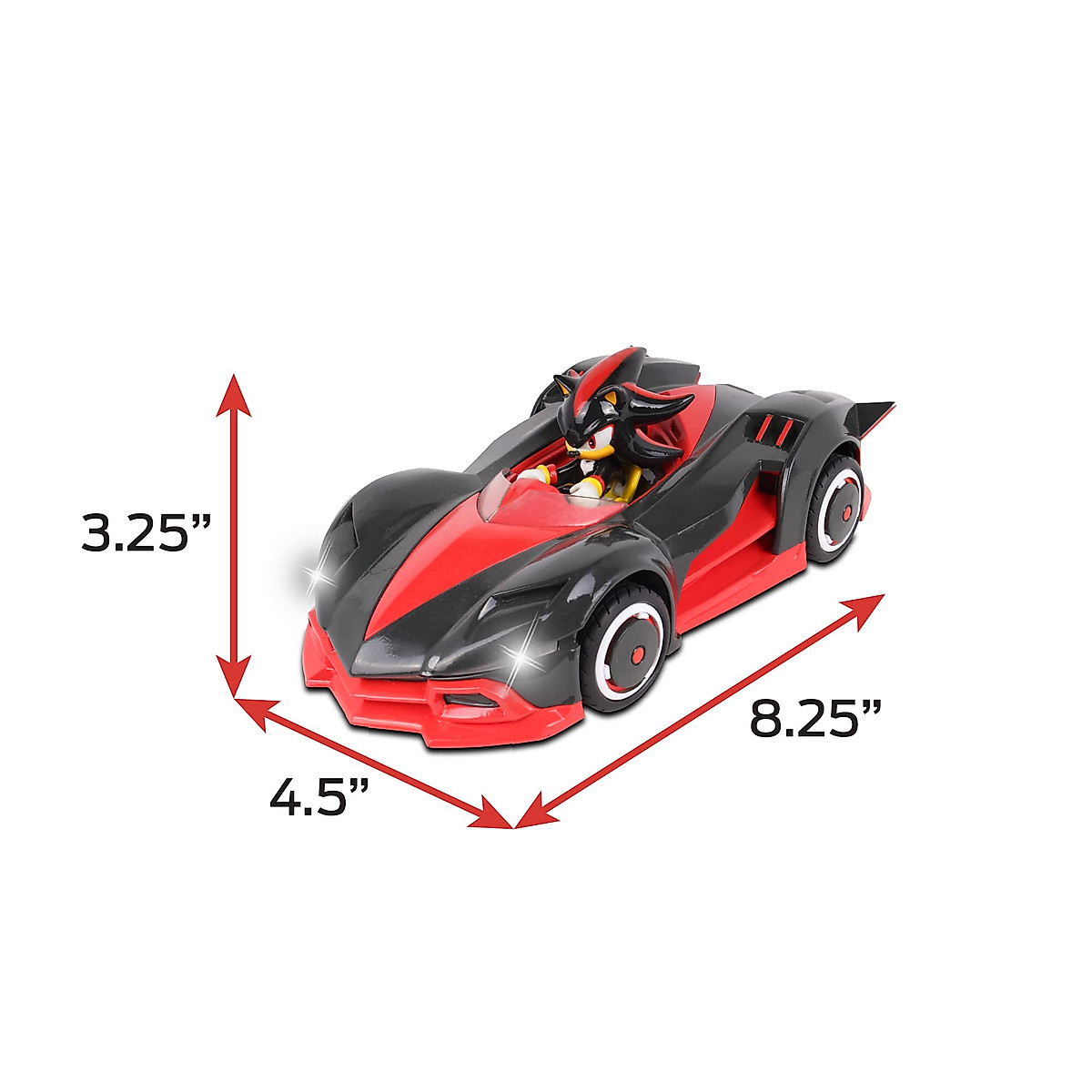 NKOK Team Sonic Racing 2.4GHz Radio Control Toy Car with Turbo Boost - Shadow The Hedgehog 602, Red, Turbo Boost Feature, Features Working Lights, for Ages 6 and up