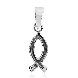 AeraVida Faithful Ichthys Jesus Fish .925 Sterling Silver Pendant | Christian DIY Pendant for Men | Christian Fish Necklace