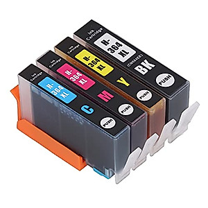 Hilitand Ink Cartridge Large Capacity Inkjet Cartridge Clear Fadeless Print Printer Cartridge for School, Office, Trading Firms (BK C M Y 4 Colors)