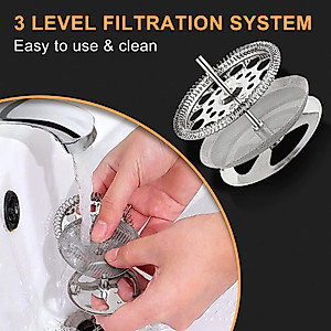 WORBIC French Press Coffee Maker, 3 Level Filtration System, Coffee Press with Heat Resistant Borosilicate Glass, 12oz Coffee French Press with Coffee Scoop w/Clip & 2 Extra Filters (Black)