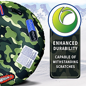 Wham-O Snowboogie Super Snow Tube 46" Oversize Deluxe USA Camo Edition | Single Rider Snow Sleds | Inflatable Snow Sled for Adults & Children