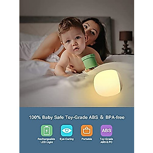 EASEMO Night Light for Kids Room, Baby Night Light with Touch Control, Rechargeable Magnetic Nursery Lamp with RGB Color & Stepless Dimming with 1 Hour Timer for Breastfeeding Bedroom, Child Gifts