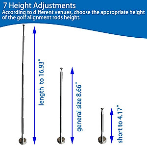JUNNEE Golf Alignment Rods, 7 Length Adjustments - Golf Alignment Stick Corrector Lie Angle Tool, Golf Swing Training Aids Aiming Stick - Golf Club Face Aim, Visualize and Align Your Golf Shot