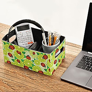 Ladybird Beetles Pattern Storage Basket Felt Storage Bin Collapsible Storage Box Cloth Baskets Containers Organizer for Kids Bedroom Magazine