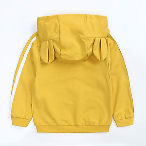 Mifyiar Girls Boys Bear's Infant Baby Ear Outfits Hooded Zipper Sweatshirt+Pants Boys 3 Month Old Boy Clothes Yellow