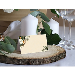 Desert Mercantile Fall Harvest Pumpkin Place Cards - 25 pack – Tented Tabler Cards for Thanksgiving Table Decor, Autumn Weddings, Holiday Buffets, Dinner Parties, or Place Settings. 2"x3.5" (folded).