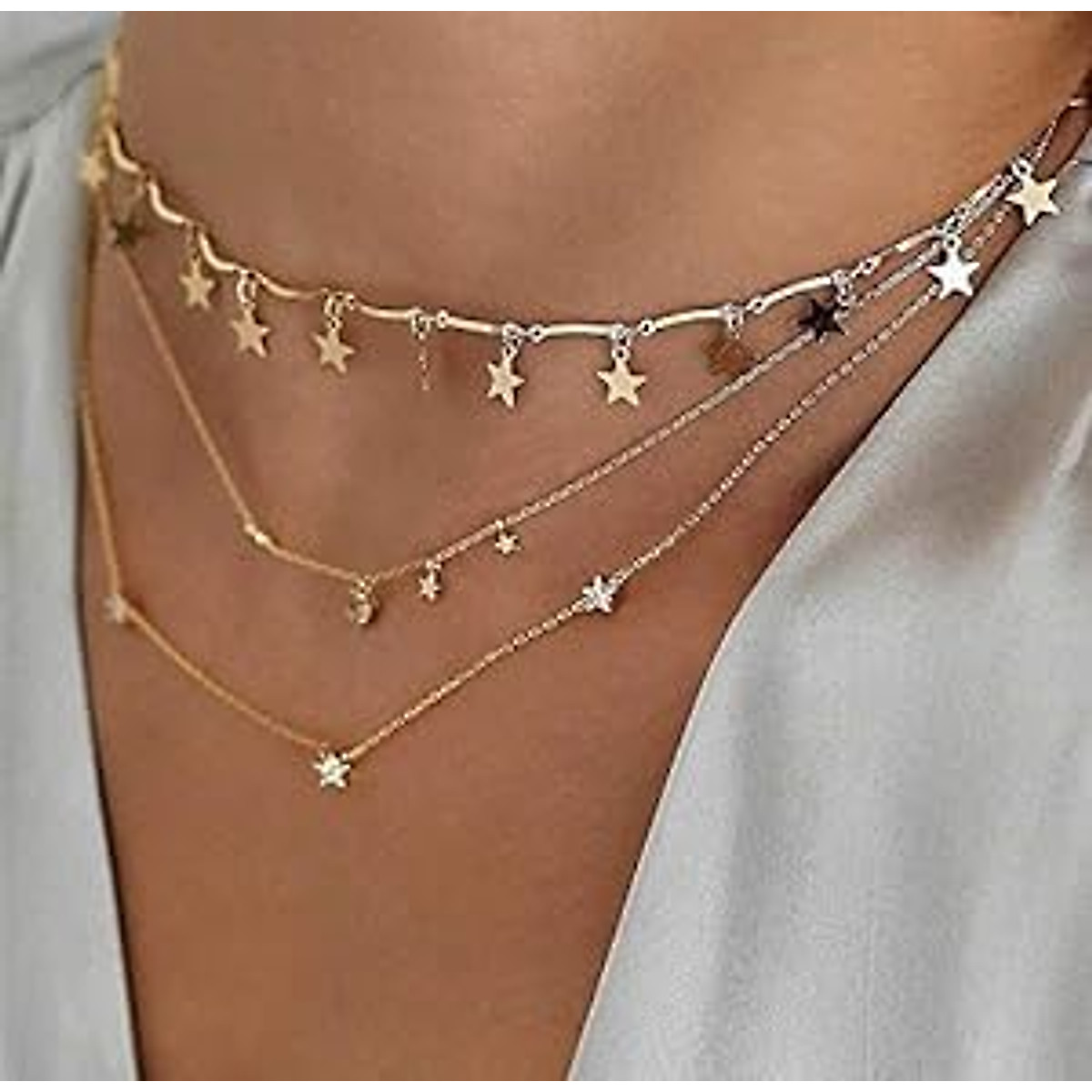 BERYUAN Simple Choker Moon Star Choker Pendant Necklace Trendy Choker Necklace for Women