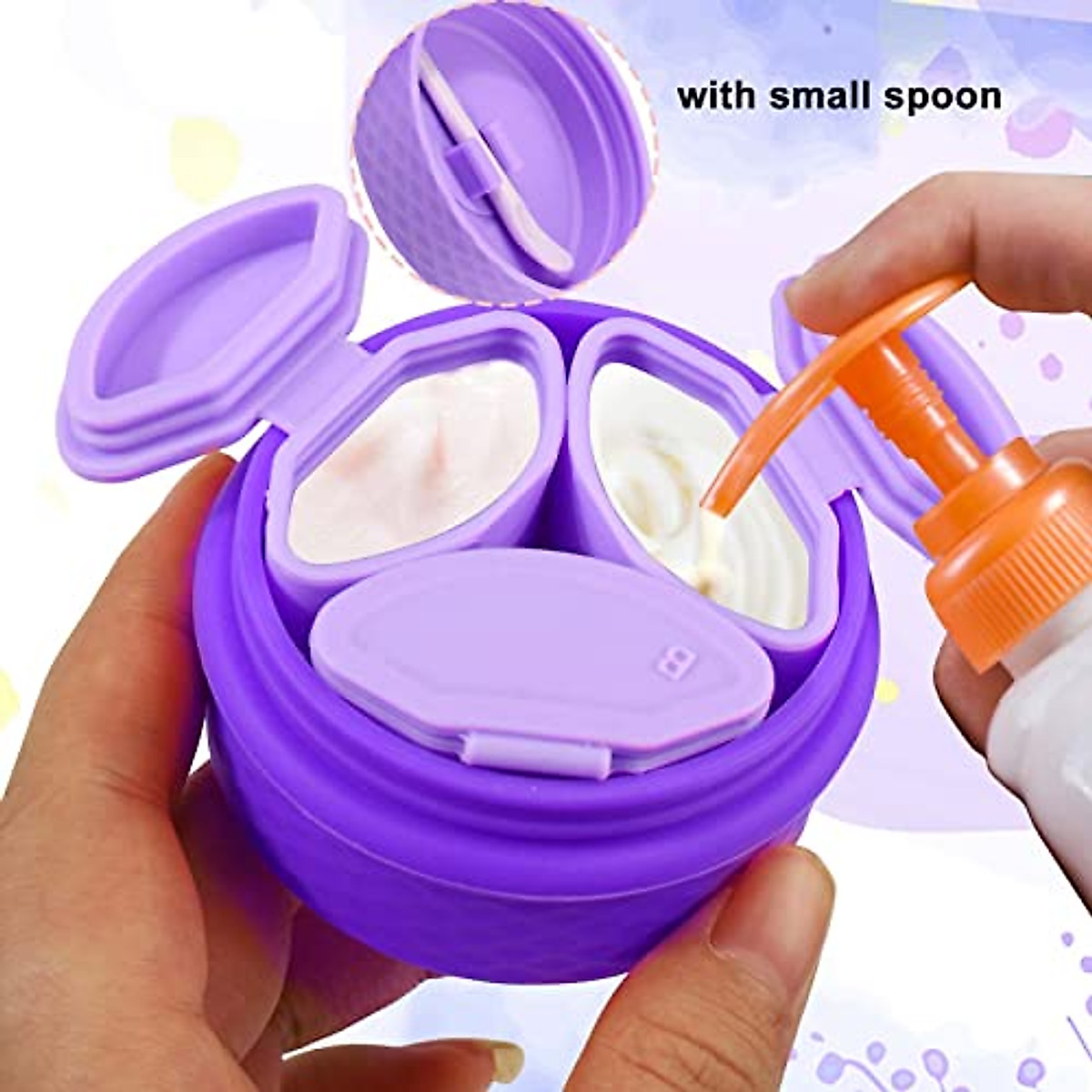 Juome Travel Containers for Toiletries, Silicone Travel Size Containers with Lid, Leak-proof Travel Jars for Creams Travel Essentials Accessories Kit for Cosmetic Makeup Cream for Women (Purple)