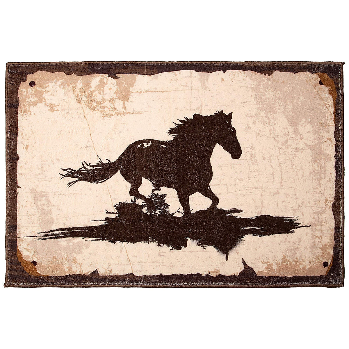Carstens Running Horse Small Western Area Rug Doormat 24" x 36"