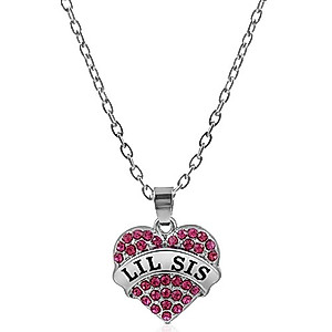 Cute Gifts for Girls, Teens, Tweens, Nieces, Granddaughters, Stocking Stuffer Ideas, Big Sis & Lil Sis Valentine Heart Necklace Set, 2 Sister Necklaces for Teens & Girls, Big & Little Sisters Jewelry Gifts for Twin Girls, Christmas Jewelry Presents (Dark