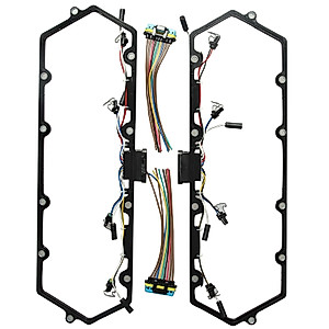 Valve Cover Gaskets + 8 Glow Plugs + BK Relay With Inner Injector Glow Plug Harness Compatible with 7.3L Ford F250 F350 E250 E350 Diesel Powerstroke 1999-2003 (615-201, F81Z-6584-AA)