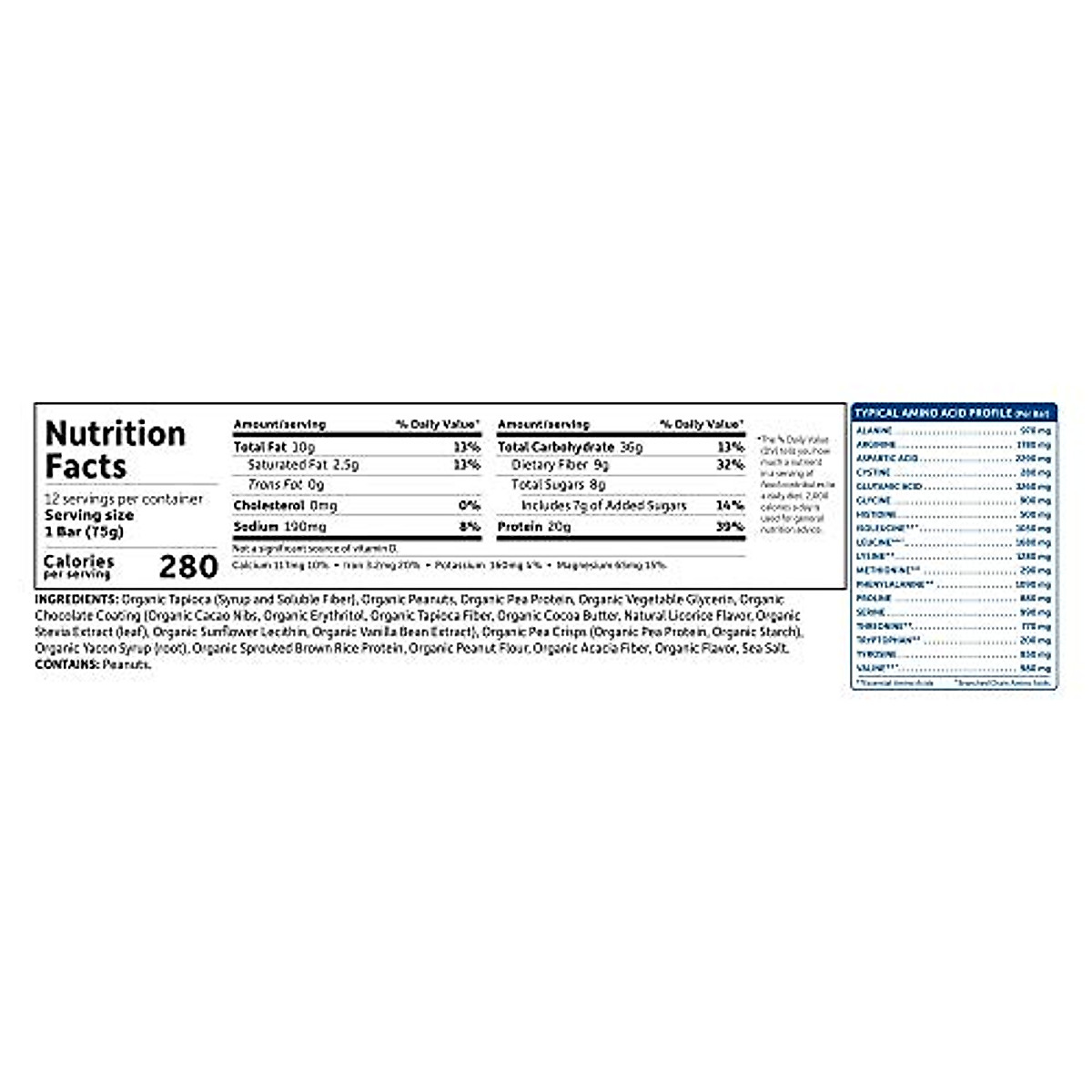 Protein Bars by Garden of Life SPORT, Organic Vegan Protein Bar for Women & Men - Peanut Butter Chocolate 20g Pure Protein per Bar with BCAAs & 9g Fiber, High Protein for Pre & Post Workout, 12 Count