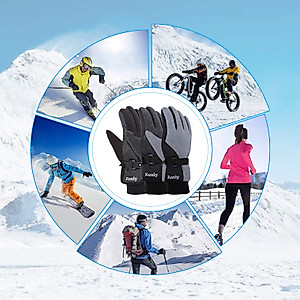 Koxly Winter Gloves Waterproof Windproof 3M Insulated Gloves 3 Fingers Dual-Layer Touchscreen Gloves for Men and Women