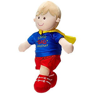 Big Brother Set for Little Boys and Toddlers, Super Big Brother Doll with Cape and I am a Big Brother Book by Carolyn Church Bundle with Gift Tag (Super Brother / Church / Gift Tag)