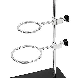 Laboratory Retort Support Stand for Titration Extraction - XMWangzi, with a Burette Clamp and 2 Flask Ring Clamps, Used in Chemistry or Physics Lab (RodLength 16'')