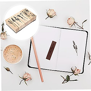 COHEALI 1 Set Seal Letter Decor Stampers for Antique Decor Flower Plant Stamp Stamper Plant Vase Wooden Seal DIY Seal Diary Stamp Retro Vase Stamp Mini Botanical Pattern