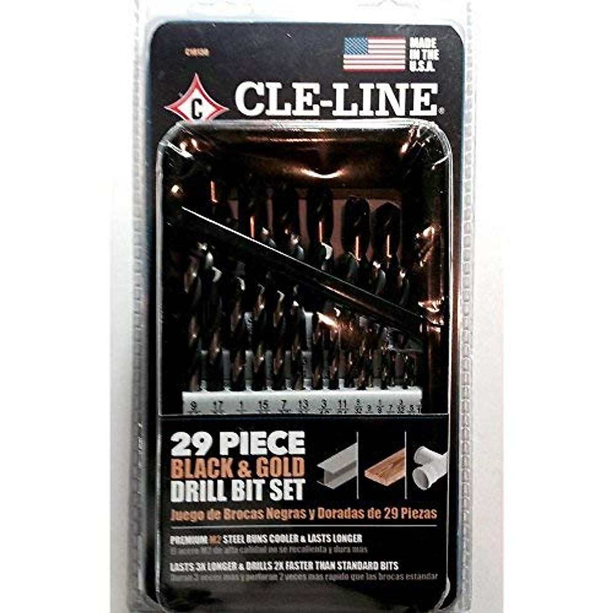 Cle-line C18130 Black and Gold High Speed Drill Bit Set (29-Piece)