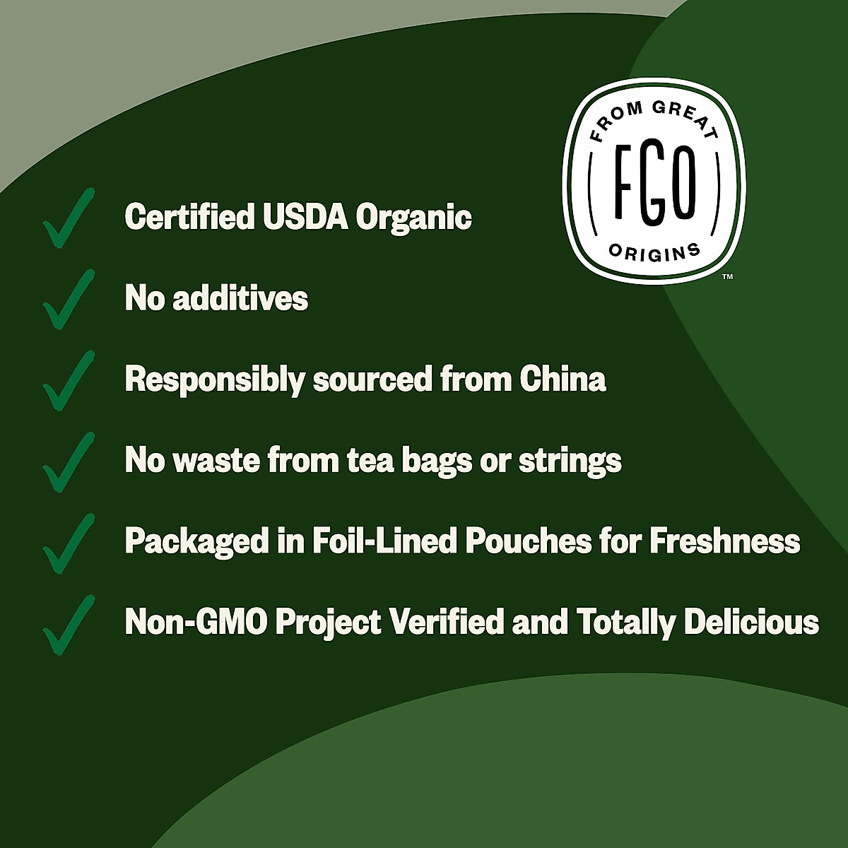 FGO Organic Gunpowder Green Tea, Loose Leaf, 16oz Bulk Resealable Bag, Packaging May Vary (Pack of 1)