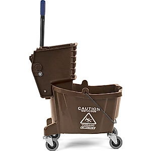 Carlisle FoodService Products Mop Bucket with Side-Press Wringer for Floor Cleaning, Restaurants, Offices, And Janitorial Use, Polyproylene, 26 Quarts, Brown