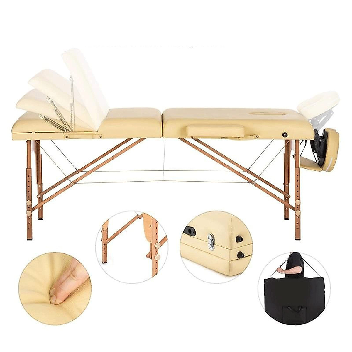ALUKAP Foldable Chair 185X70cm Folding Beauty Bed Professional Portable Spa Massage Tables Foldable with Bag Salon Furniture Wooden