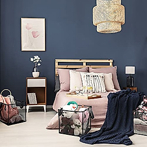 6 Pcs Popup Laundry Hamper 12.6 Inch Small Collapsible Laundry Baskets with Handles, Portable Mesh Laundry Hamper, Foldable Clothes Hamper for Washing Storage, Kids Toy College (Black,Single Layer)